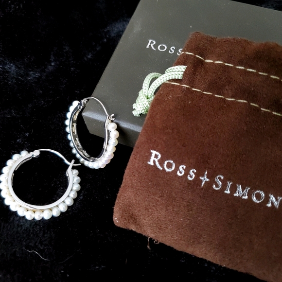 Ross-Simons | Jewelry | Ross Simons Pearl Hoop Earrings | Poshmark